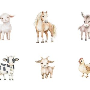 Watercolor Cute Farm Clipart Farm Life Clip Art Cottage Farm Animals ...