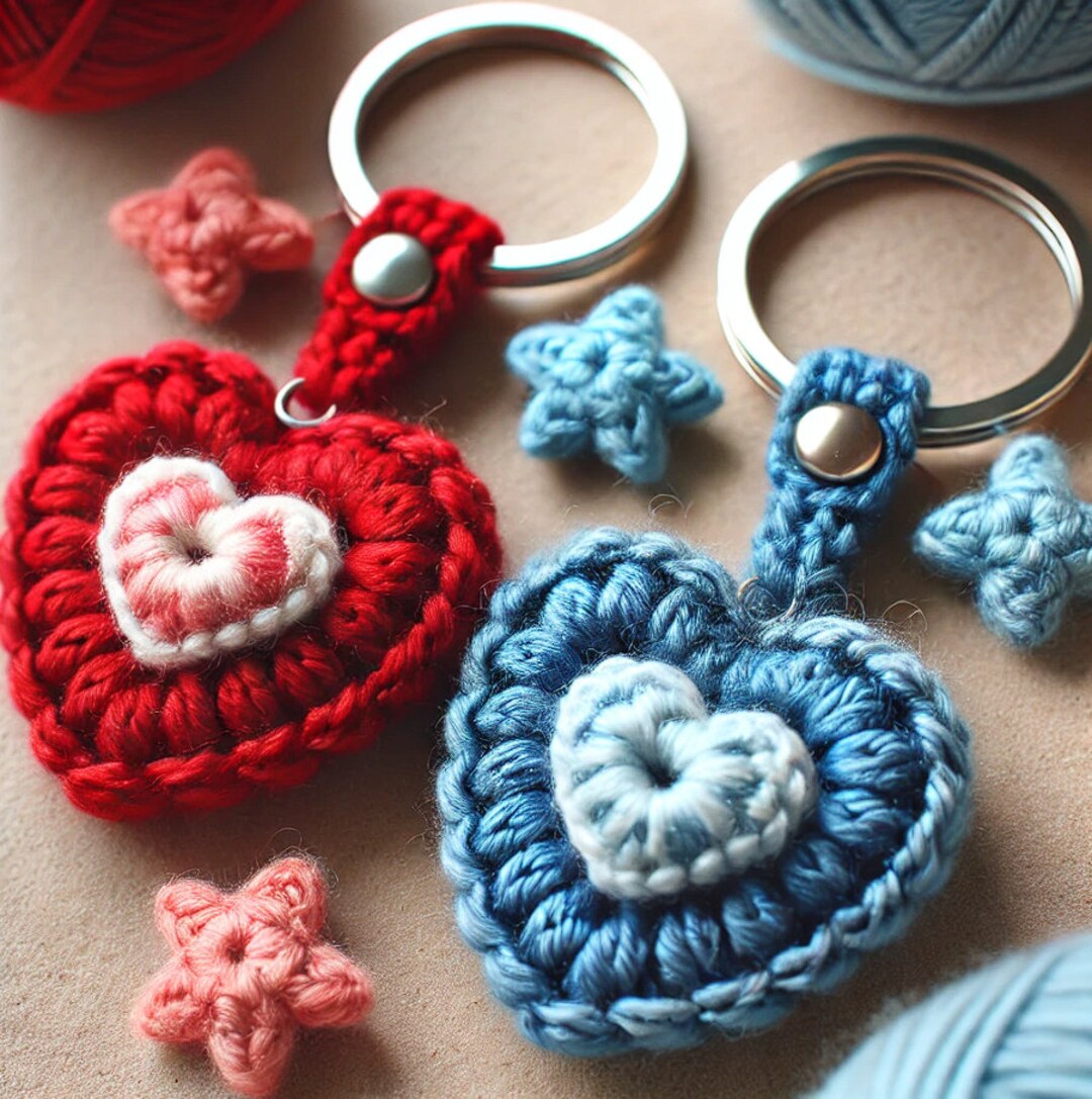 Heart Keychain Crochet Pattern PDF DIY Valentine Gift Crochet Heart ...