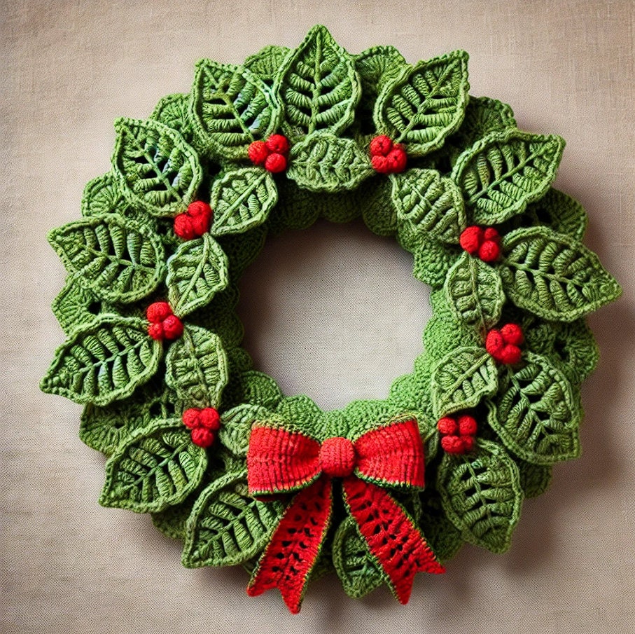 Christmas Wreath Crochet Pattern PDF Amigurumi Holiday Wreath Tutorial ...