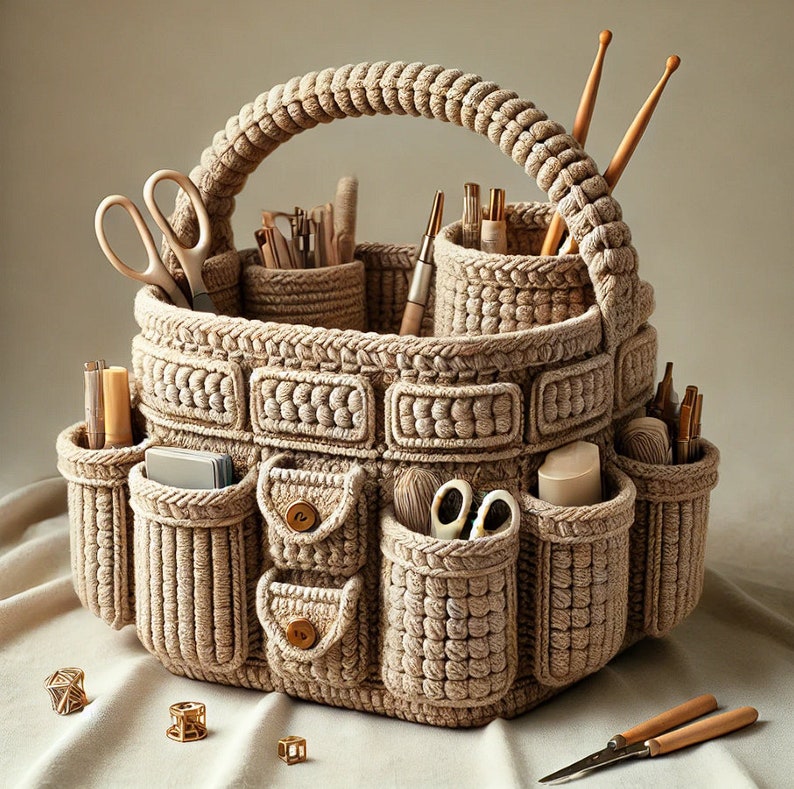 Crochet Organizer Basket Pattern PDF DIY Craft Storage Basket Multi ...
