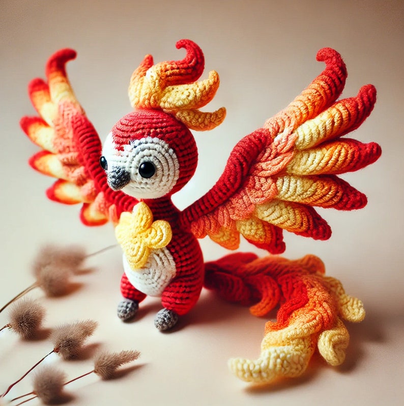 Phoenix Crochet Pattern PDF Amigurumi Firebird Tutorial Mythical ...