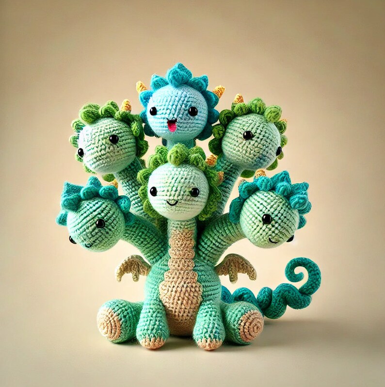 Crochet Winged Hydra Plush Toy Pattern PDF Majestic Amigurumi Hydra ...