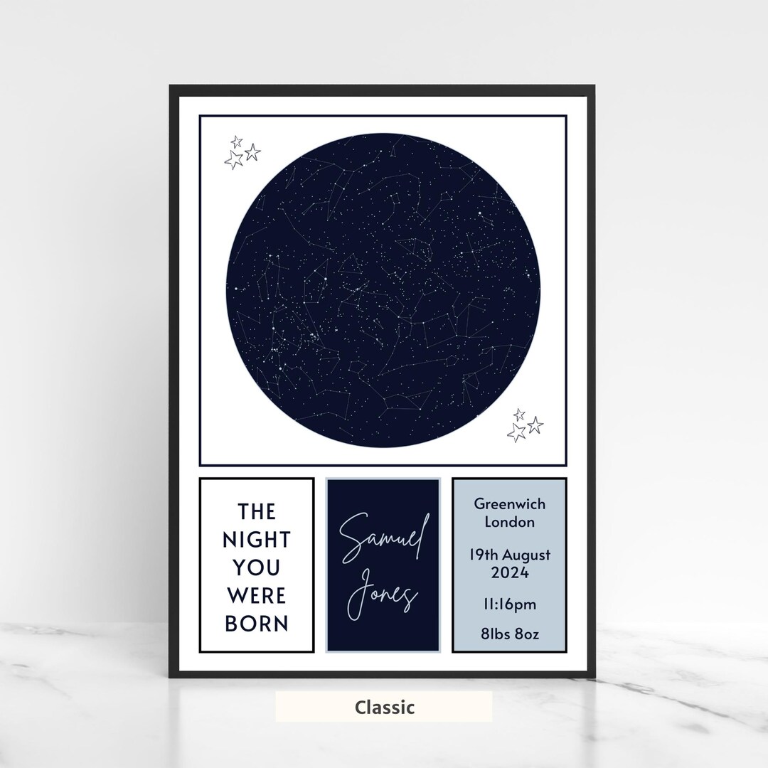Custom Star Map Printable | Stars Night You Were Born | New Baby Sky ...