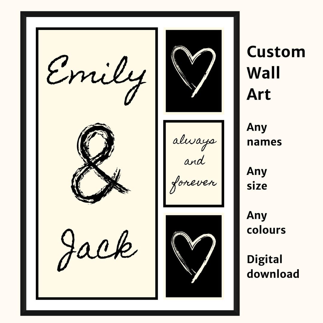 Custom Couples Print | Couples Valentine's Day Gift | Romantic Wall Art ...