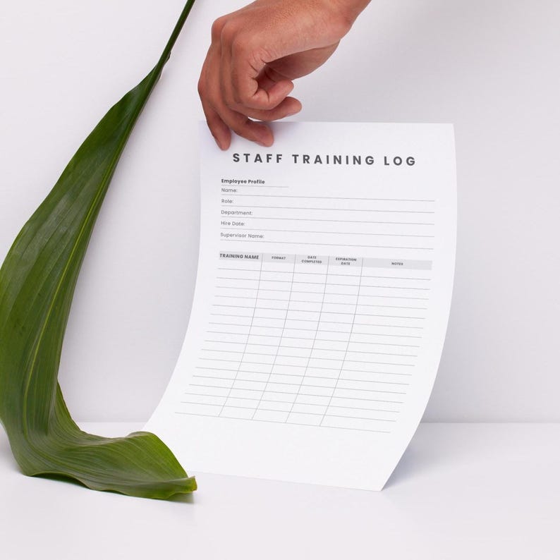 Staff Training Log | Printable Employee Training Record PDF | HR Compliance, Onboarding ...