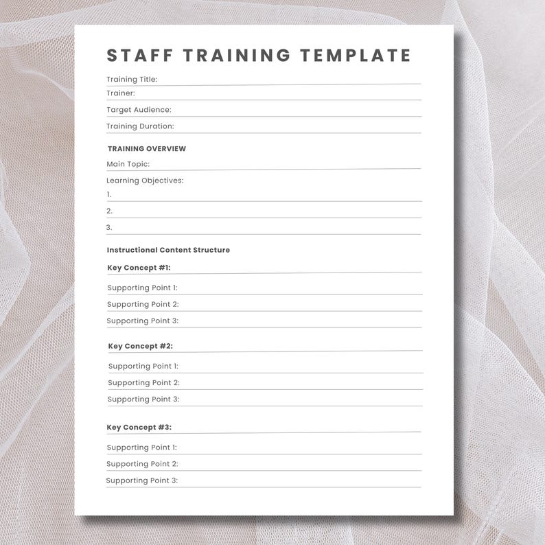 Staff Training Template | Printable Training Agenda, Outline ...