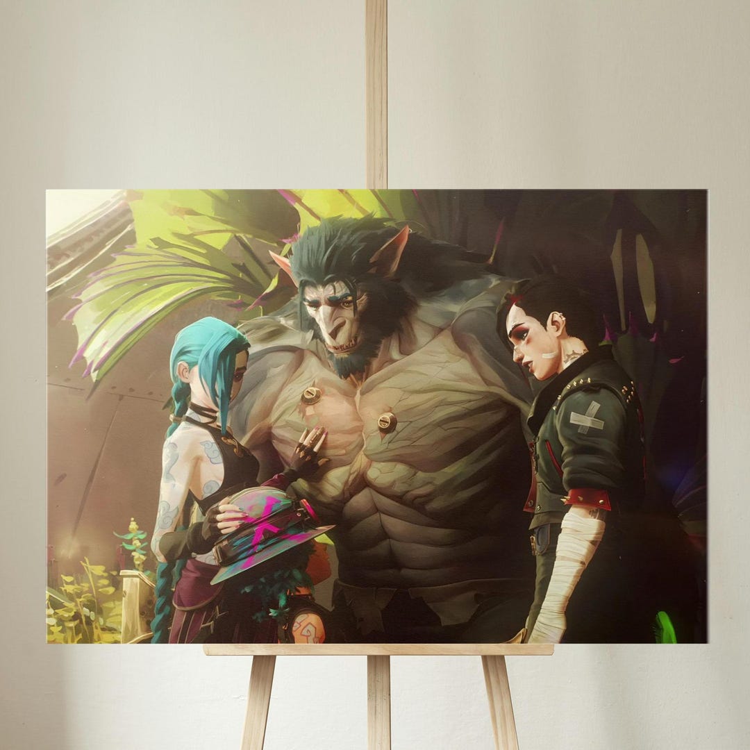 Arcane Digital Art - Warwick, Jinx, Vi & Isha Hugging | Printable Art ...