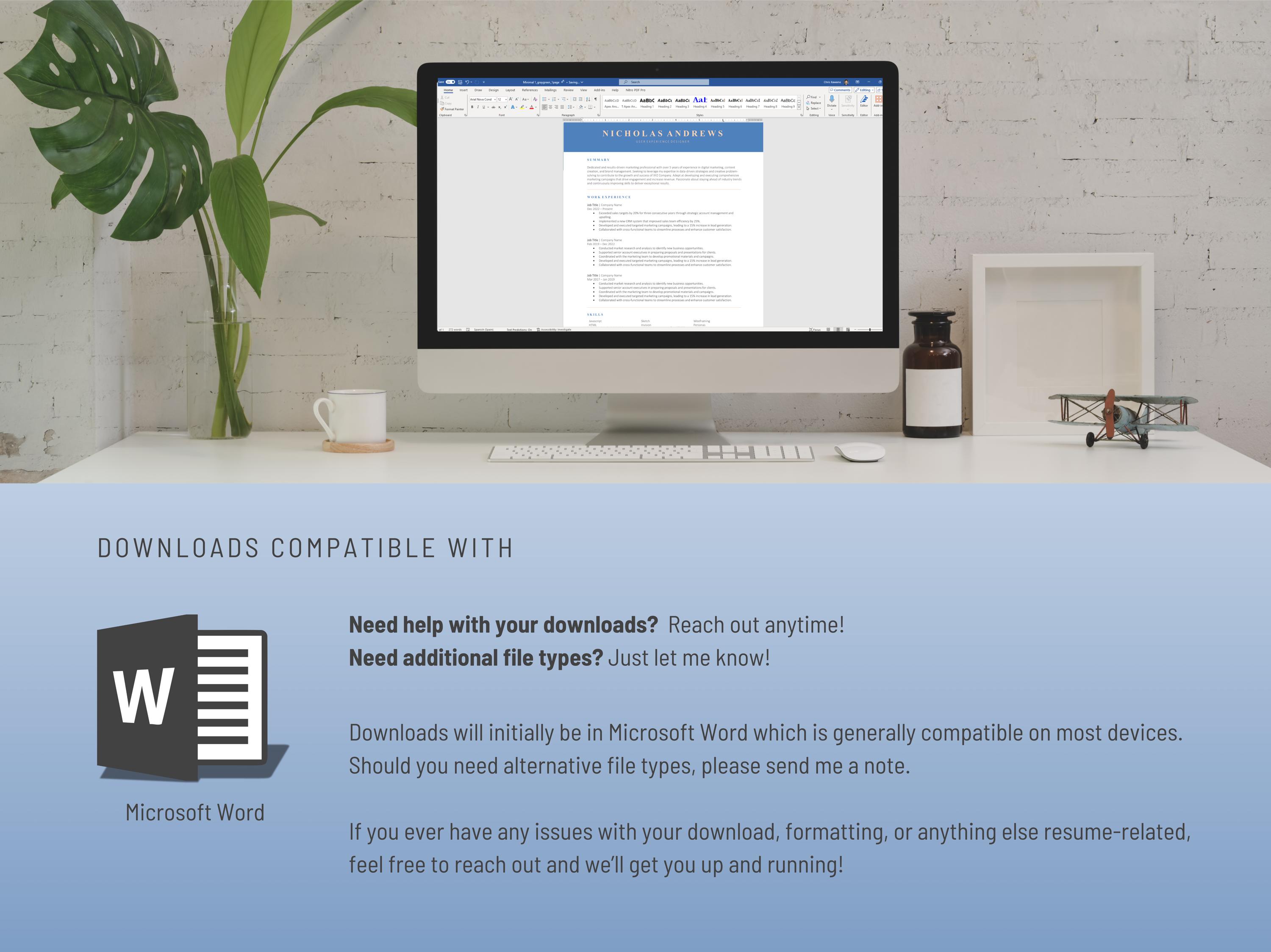Classic Resume Template for Word | Customizable & Editable Fonts and ...