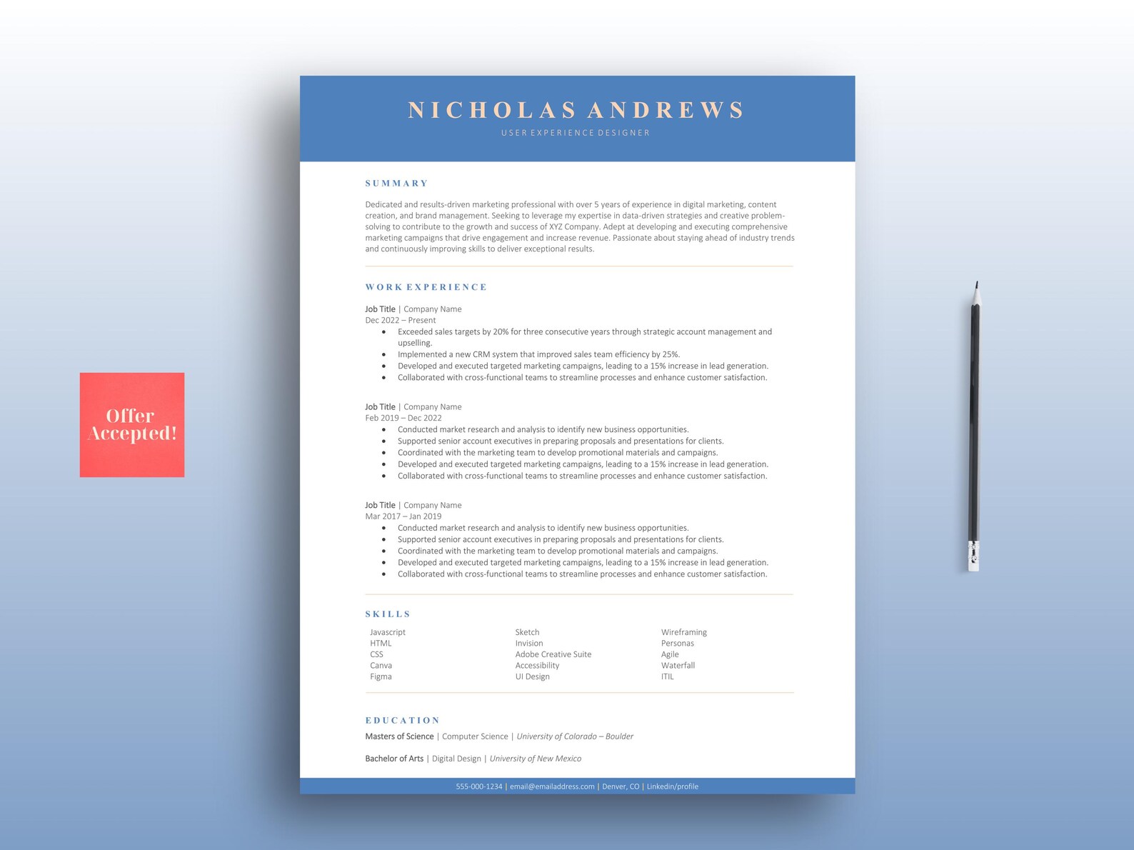 Classic Resume Template for Word | Customizable & Editable Fonts and ...