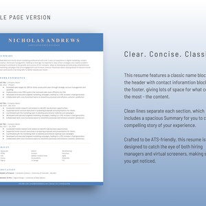 Classic Resume Template for Word | Customizable & Editable Fonts and ...