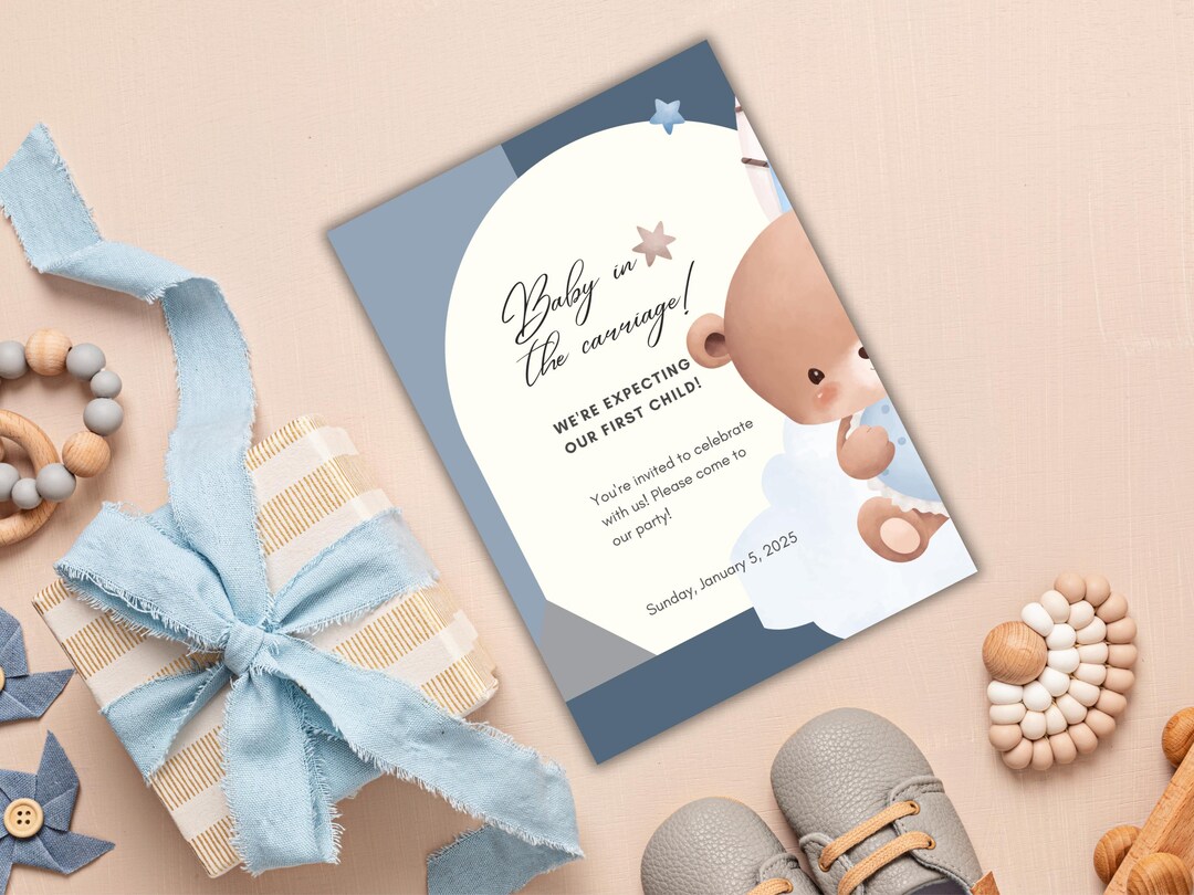 Adorable Teddy Bear Baby Shower Invitation Cute Bear Theme Design ...