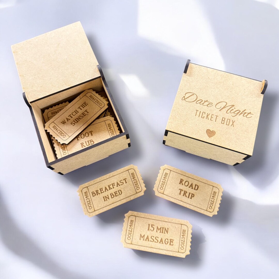 Date Night Ticket Box | Relationship Date Tickets | Customizable Wood ...