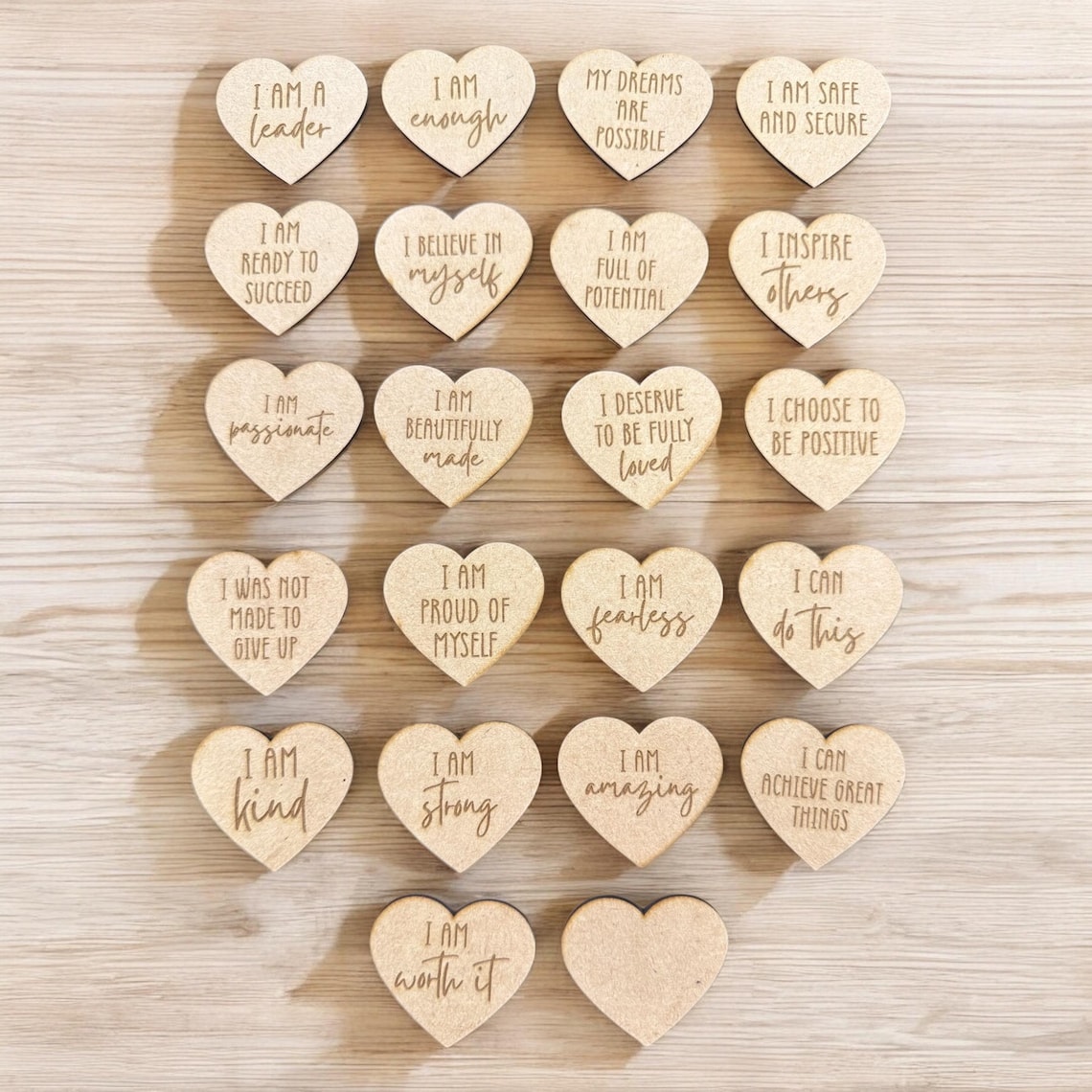 Positive Affirmation Tokens| Positivity Tokens| Customizable Wood Coin ...