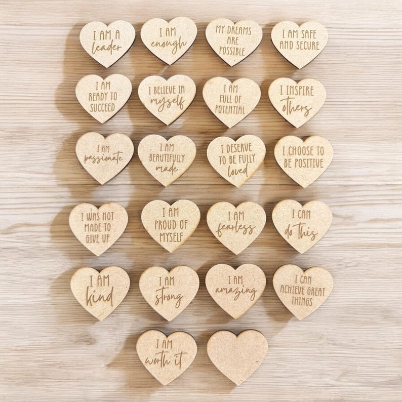 Positive Affirmation Tokens| Positivity Tokens| Customizable Wood Coin ...