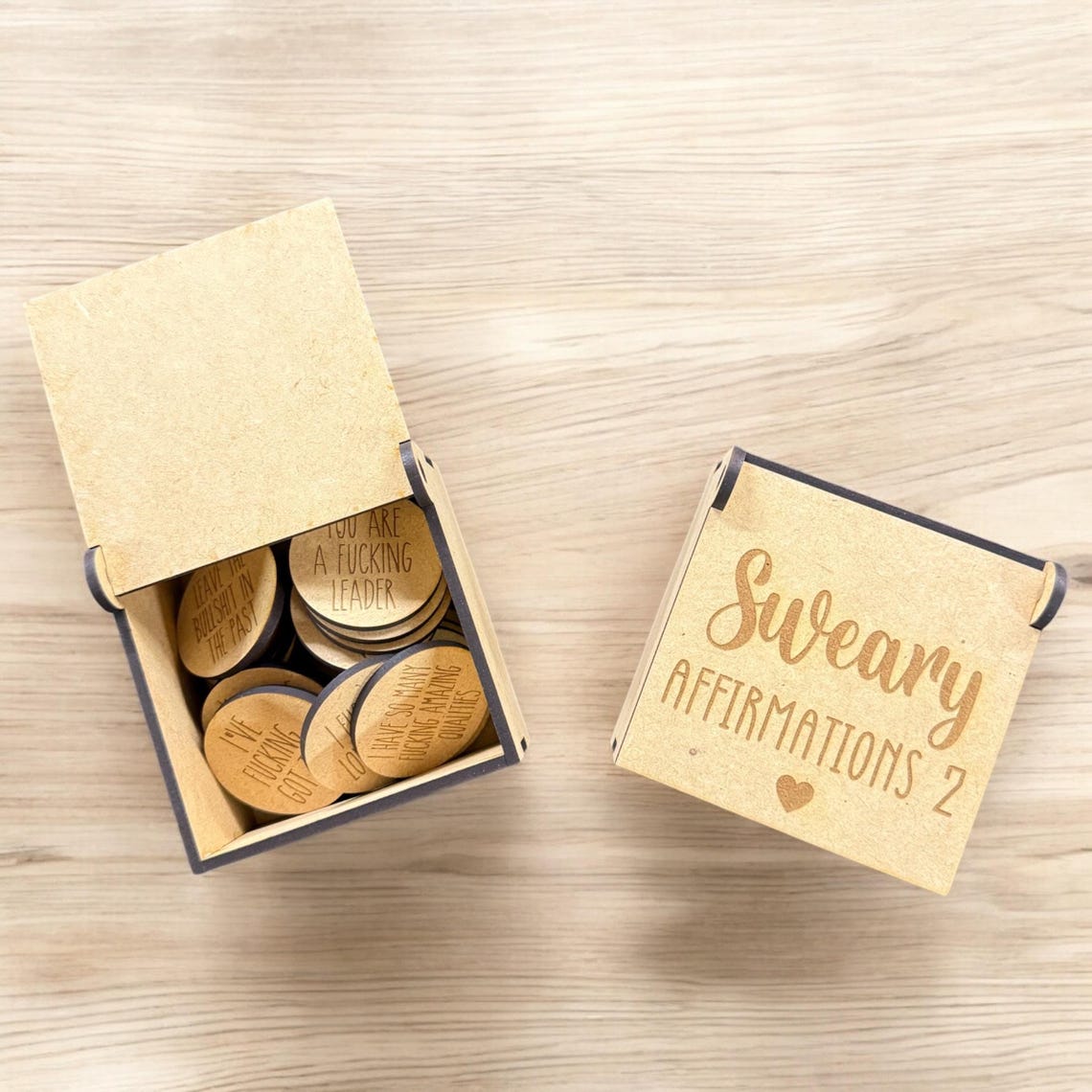 Sweary Affirmation Tokens Set 2 | Positivity Tokens| Customizable Wood ...