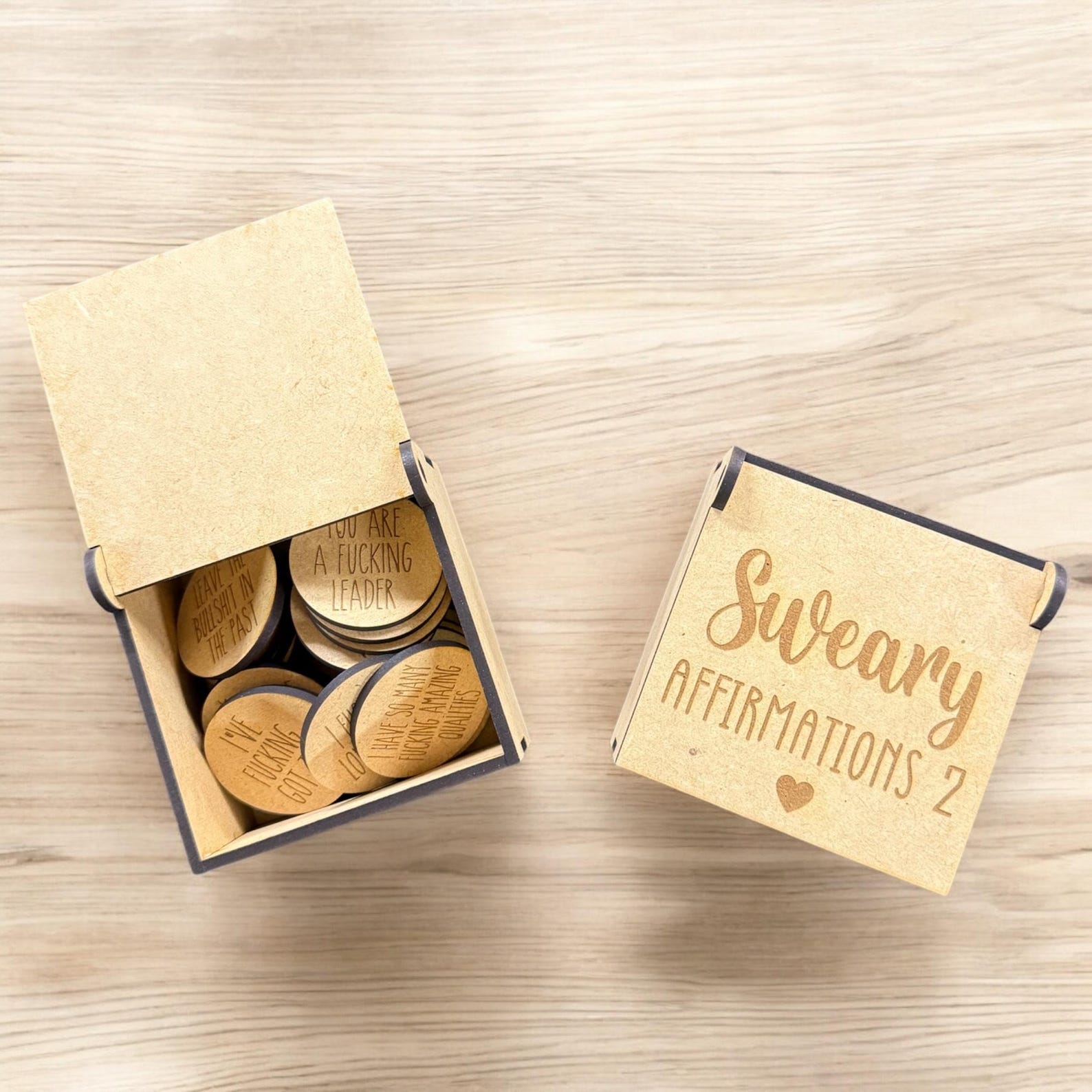 Sweary Affirmation Tokens Set 2 | Positivity Tokens| Customizable Wood ...