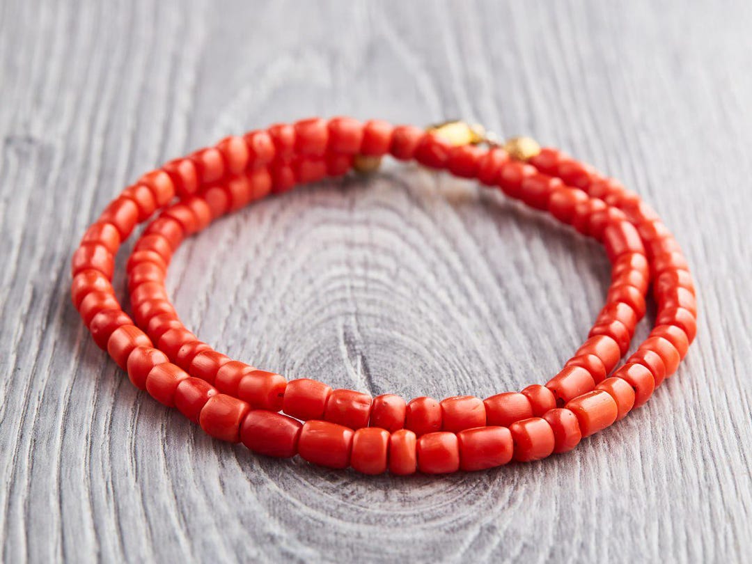 Coral Necklace With Natural Undyed Beads. Mediterranean Coral Beads ...