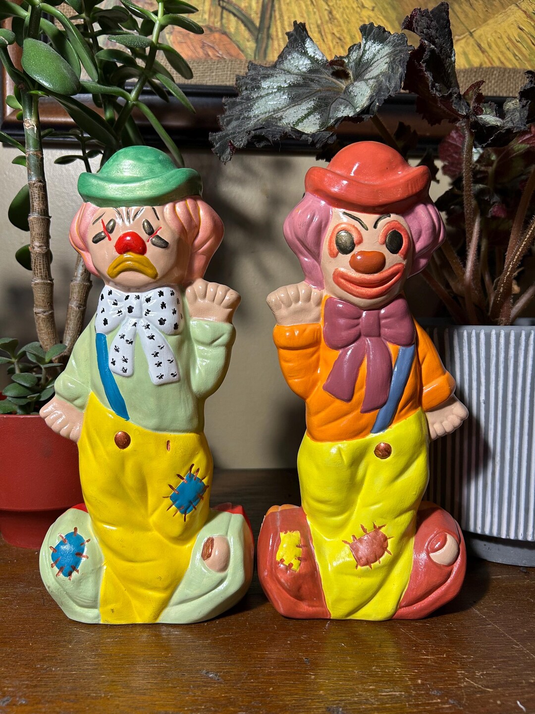 Vintage 70s Happy Sad Toy Collection Retro Ceramic Decorative Clowns - Etsy