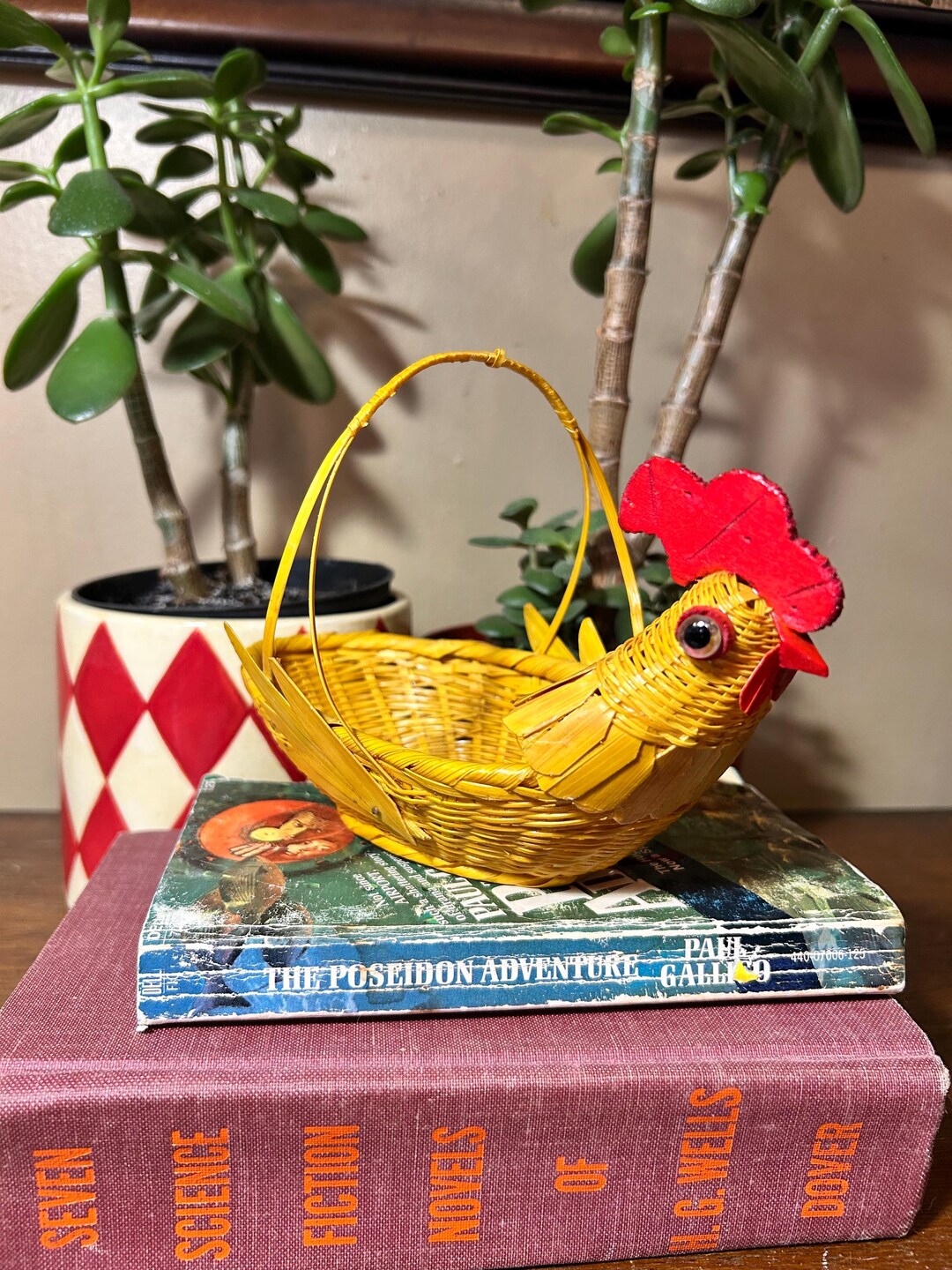 Vintage Rustic Chicken Wicker Basket - Etsy