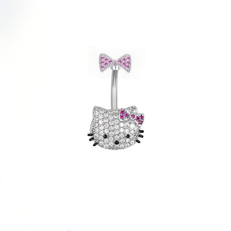 Hello Kitty Gold-plated Belly Button Ring With Zircon Dial Cute ...