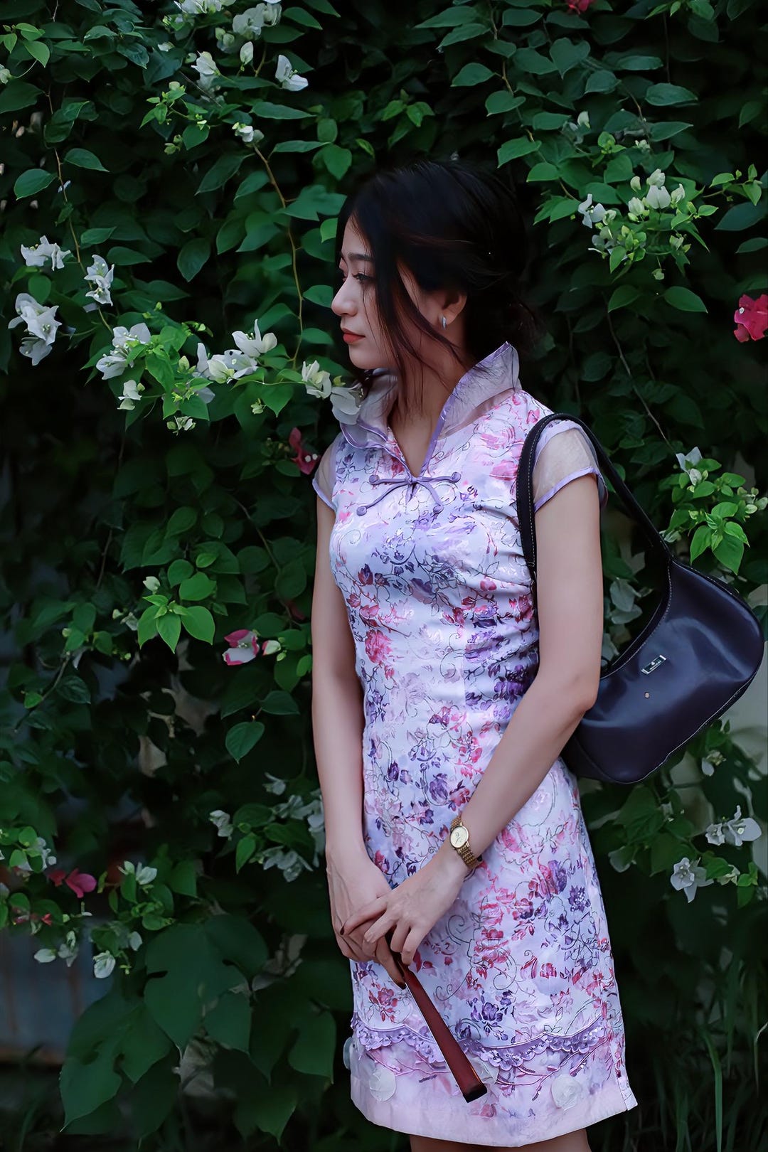 Lila Grace Vintage Cheongsam - Lavender Bloom Sheer Floral Cheongsam - Etsy