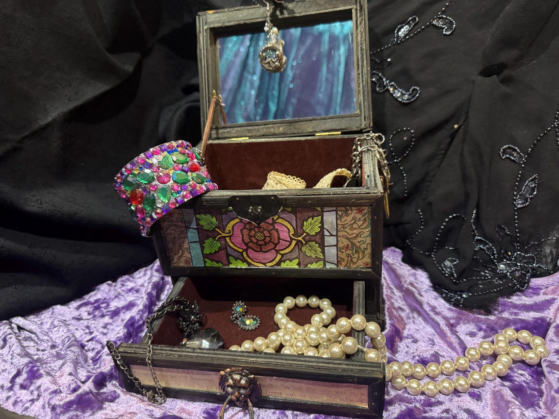 Fairy Tale-inspired Jewelry Box W/ Drawer, Mirror, & Side Handles - Etsy