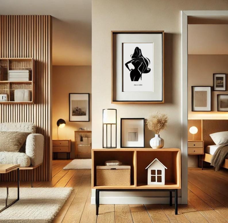 Jessica Rabbit Silhouette Portrait | Iconic Cartoon Glam Wall Art ...