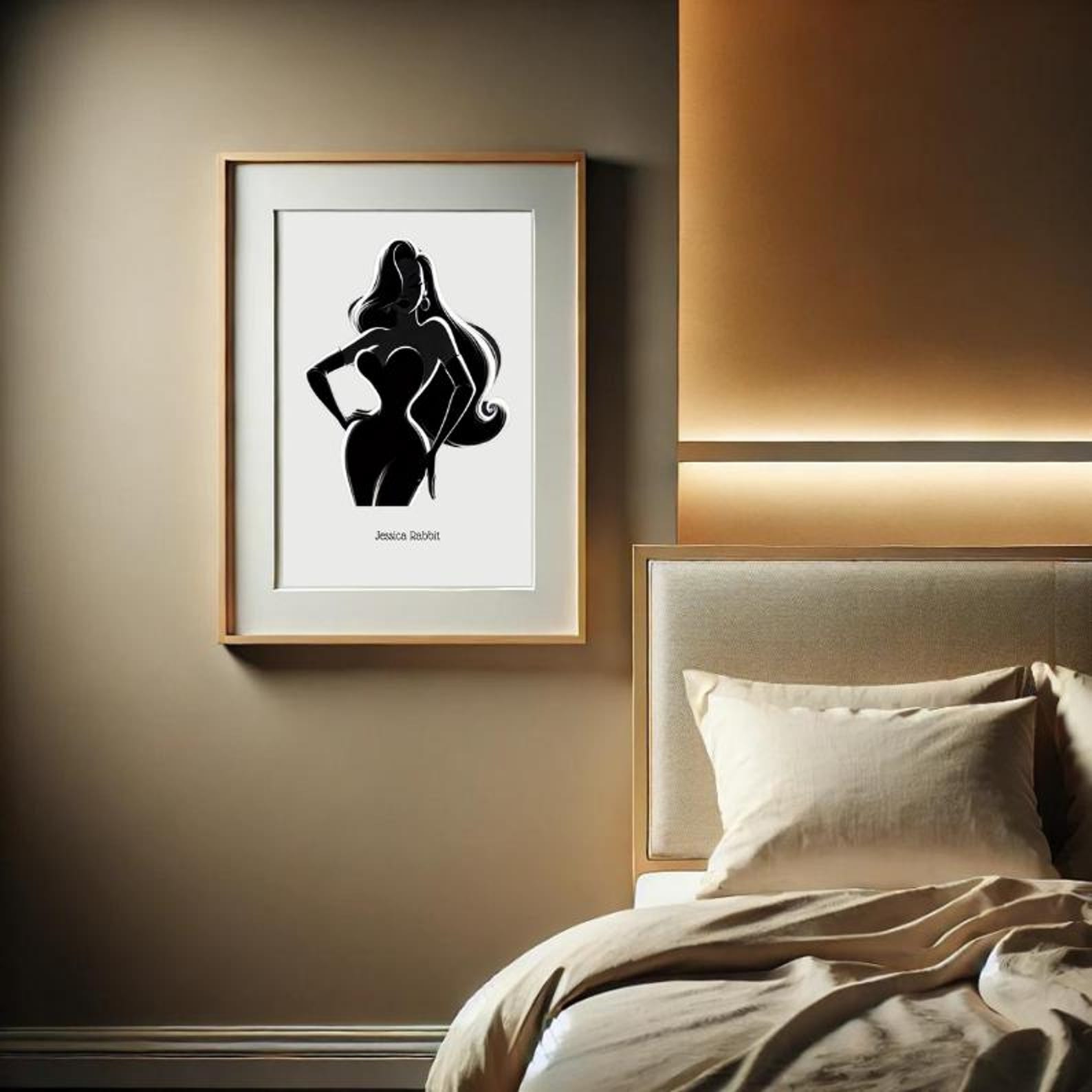 Jessica Rabbit Silhouette Portrait | Iconic Cartoon Glam Wall Art ...