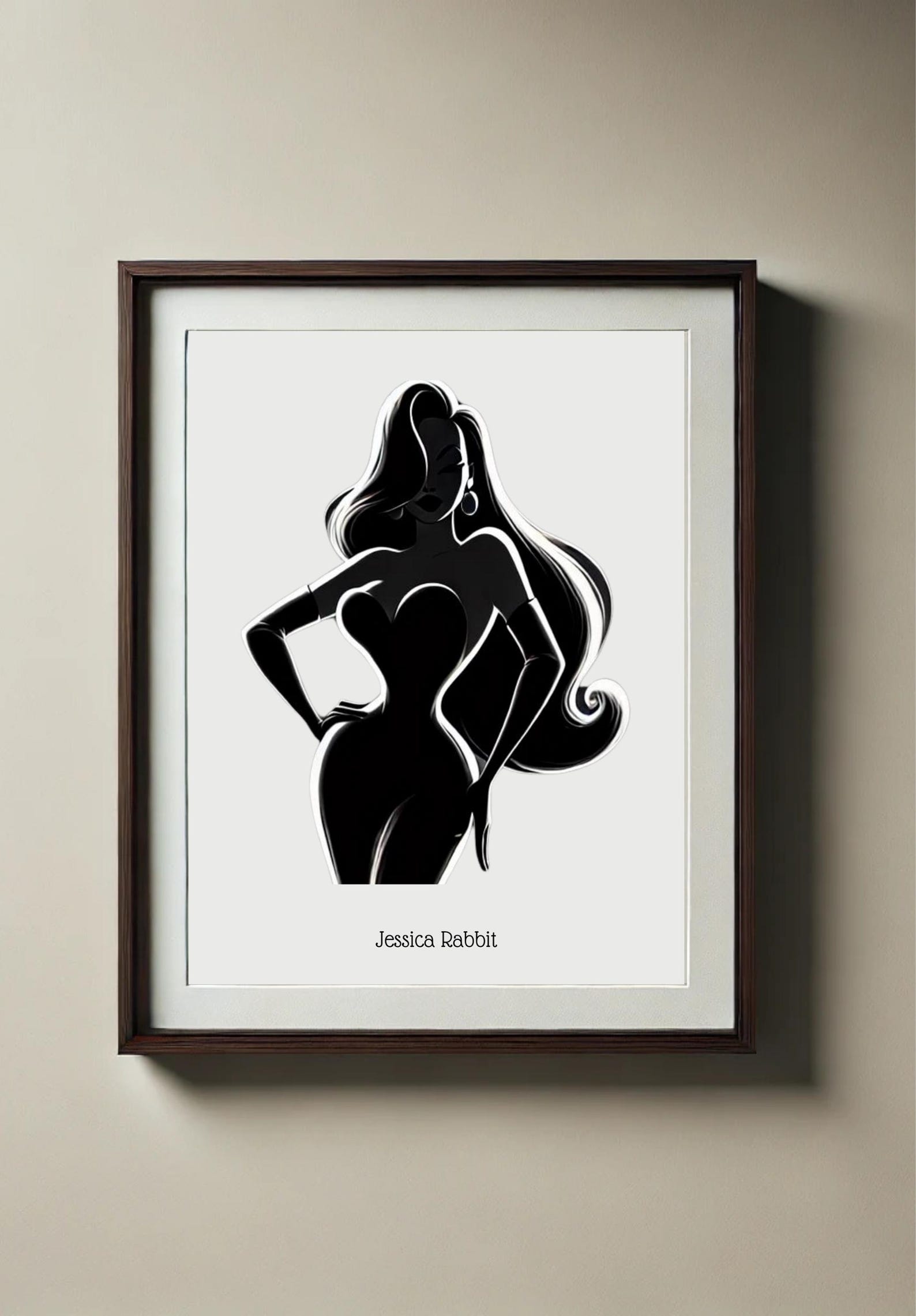 Jessica Rabbit Silhouette Portrait | Iconic Cartoon Glam Wall Art ...