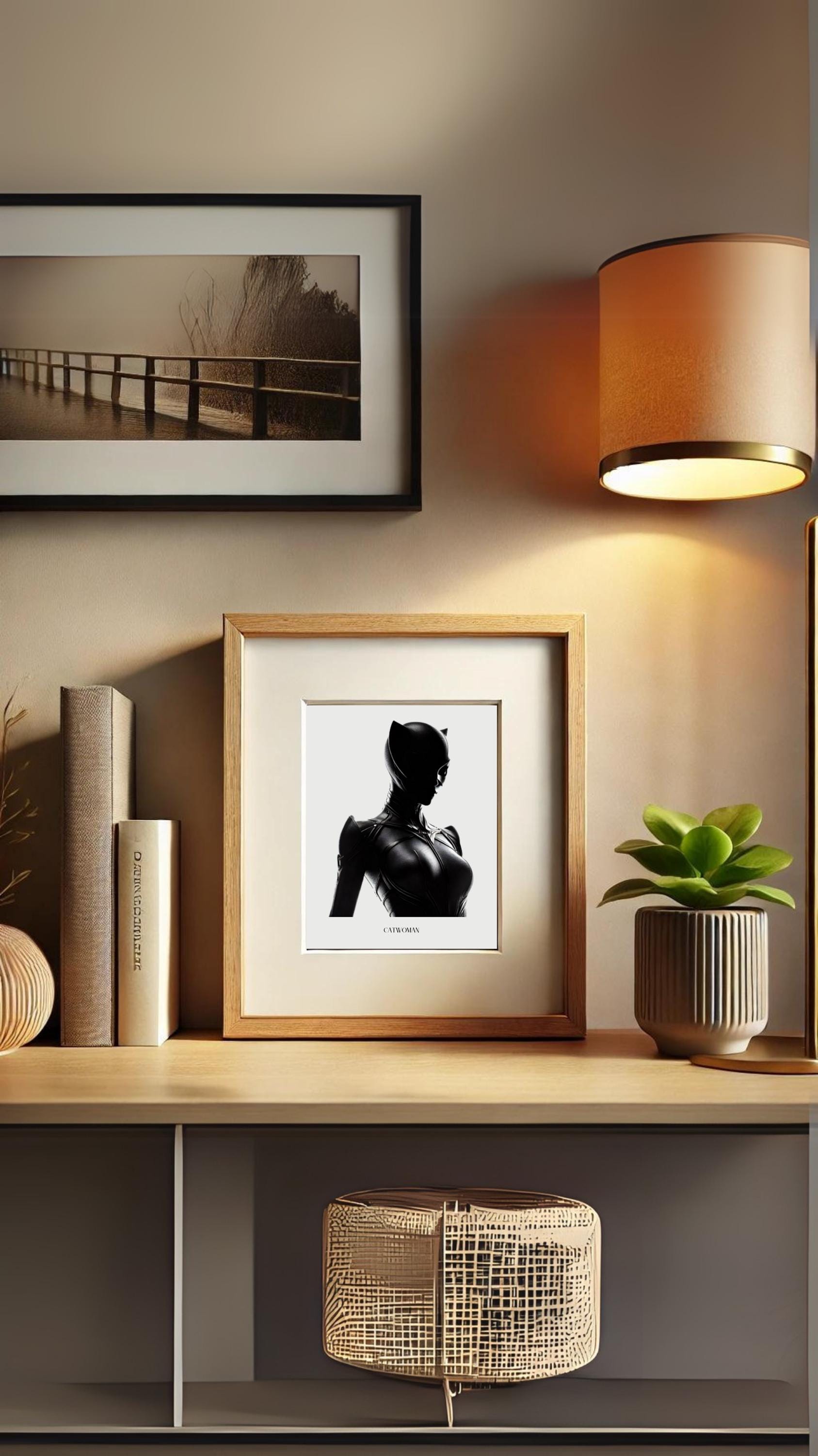 Catwoman Silhouette Portrait | Printable Comic-inspired Wall Art for ...