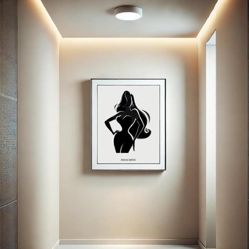 Jessica Rabbit Silhouette Portrait | Iconic Cartoon Glam Wall Art ...