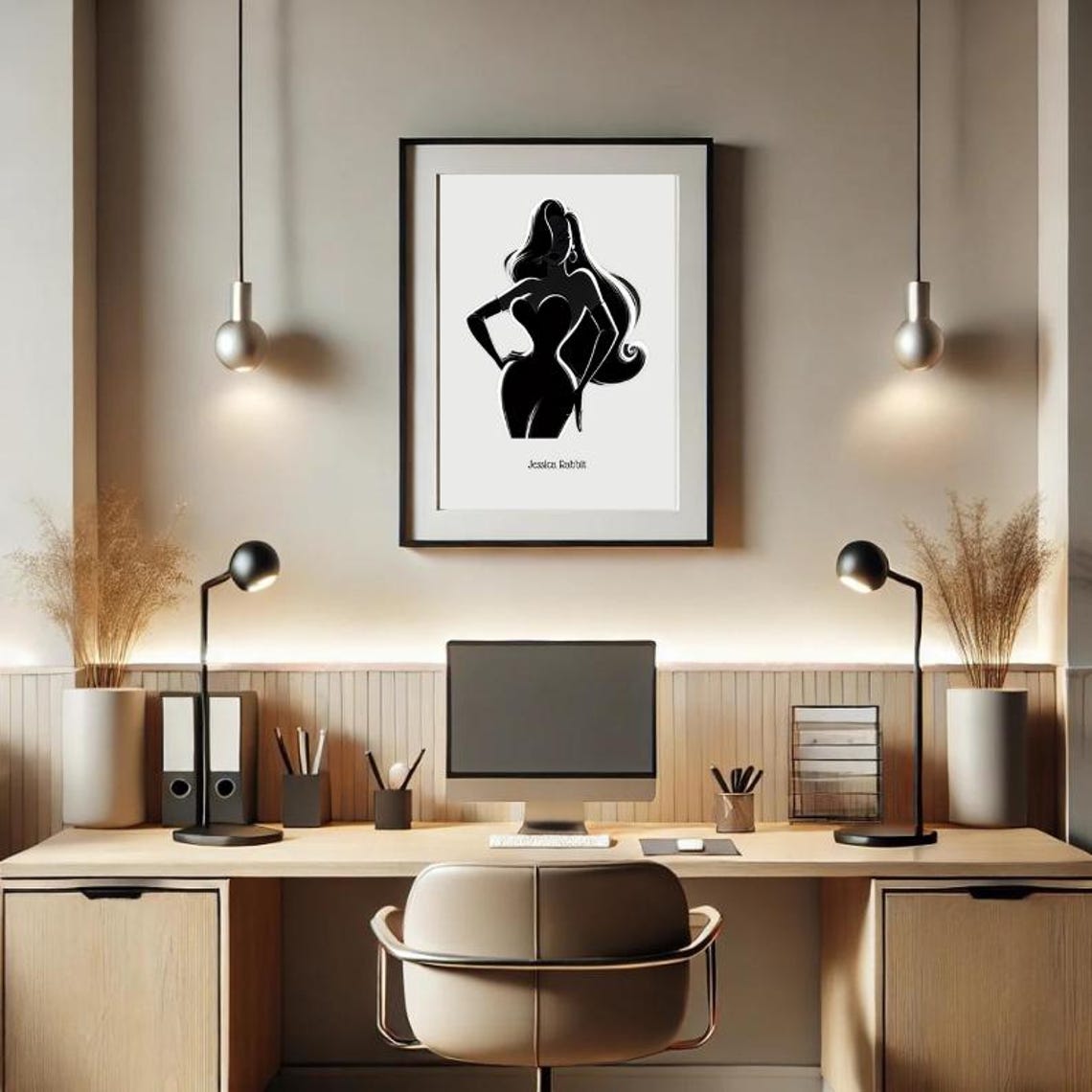 Jessica Rabbit Silhouette Portrait | Iconic Cartoon Glam Wall Art ...