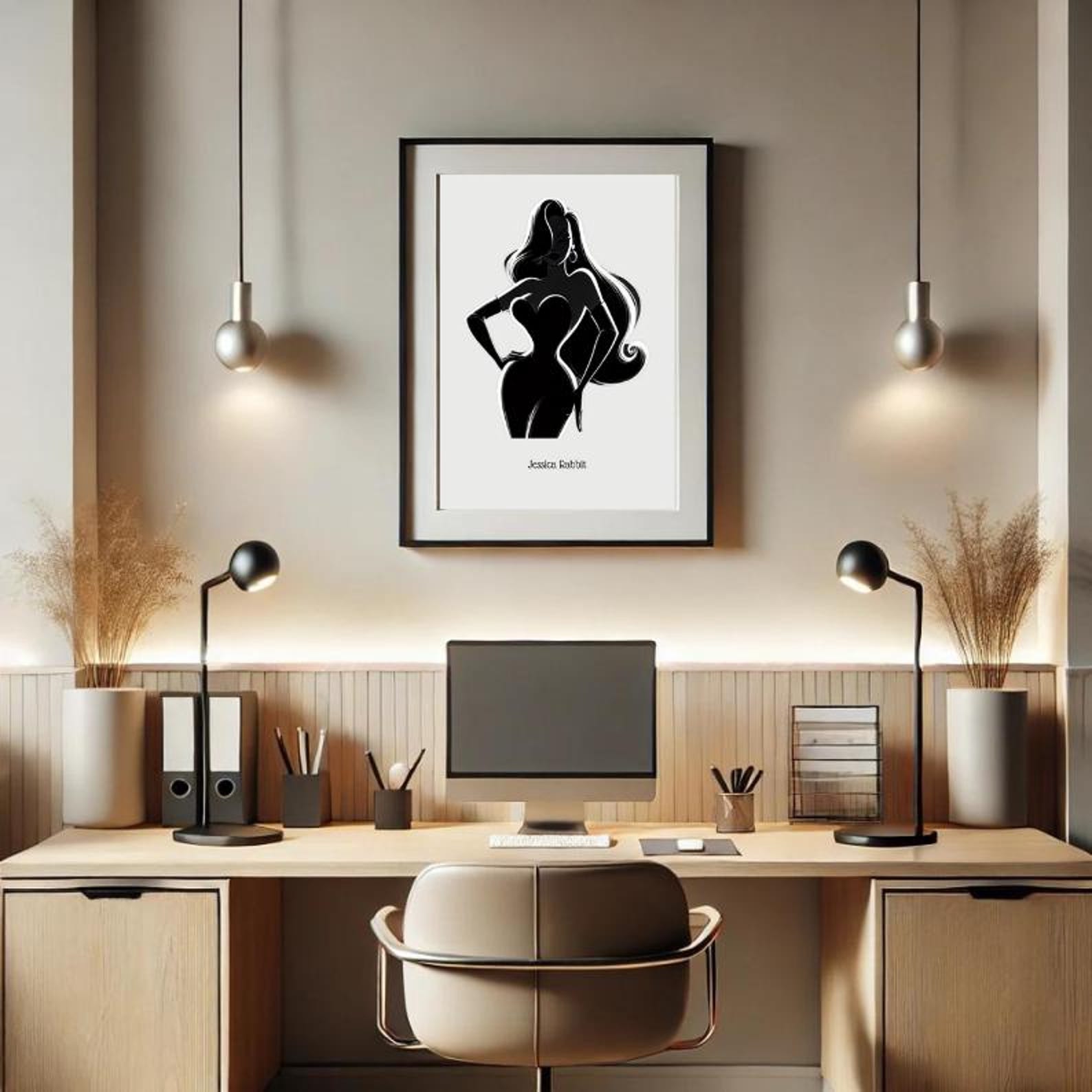 Jessica Rabbit Silhouette Portrait | Iconic Cartoon Glam Wall Art ...