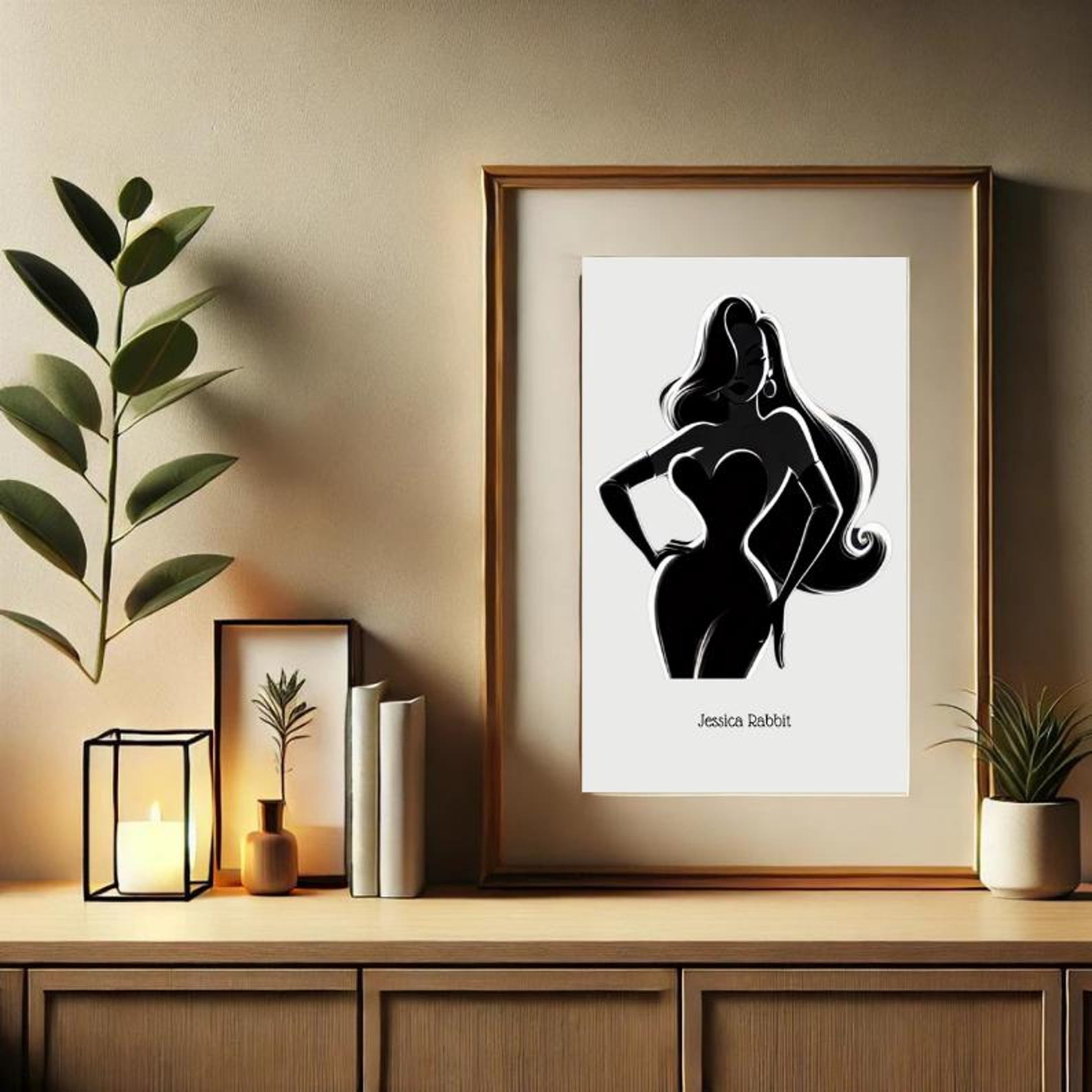 Jessica Rabbit Silhouette Portrait | Iconic Cartoon Glam Wall Art ...