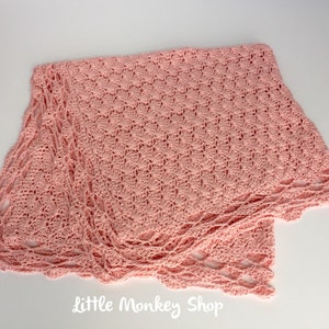 Pink Organic Cotton Baby Blanket - Shells Heirloom Design Super Soft ...