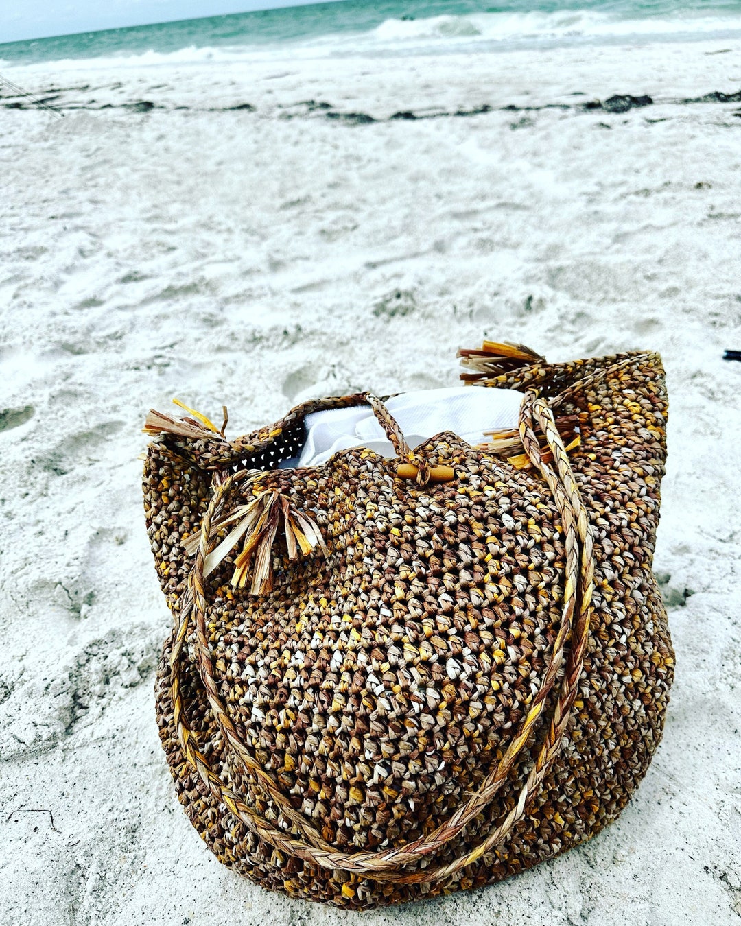 Beach Bound Straw Bag Crochet Pattern Beach Tote Pattern Straw Bag ...