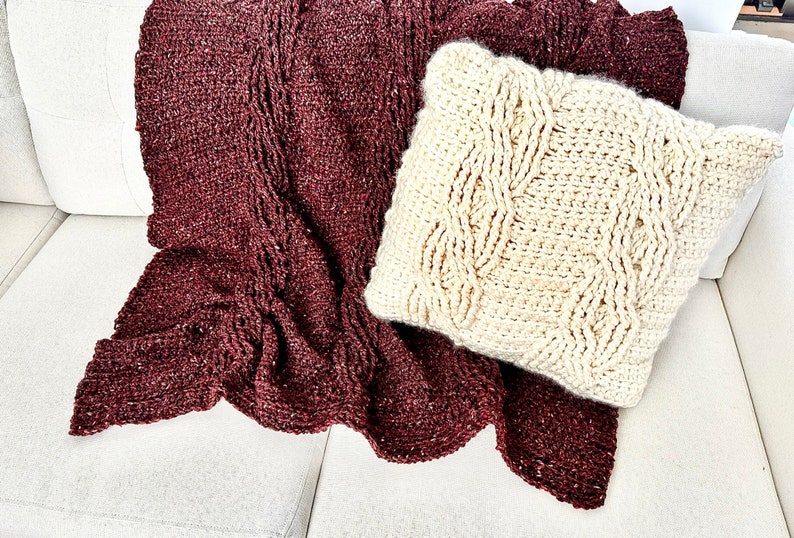 Holiday Cable Throw Crochet Pattern Blanket Crochet Pattern - Etsy