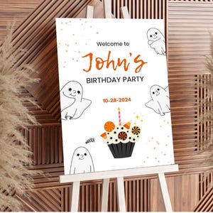 Editable Halloween Birthday Party Poster Custom Ghost Theme Printable ...