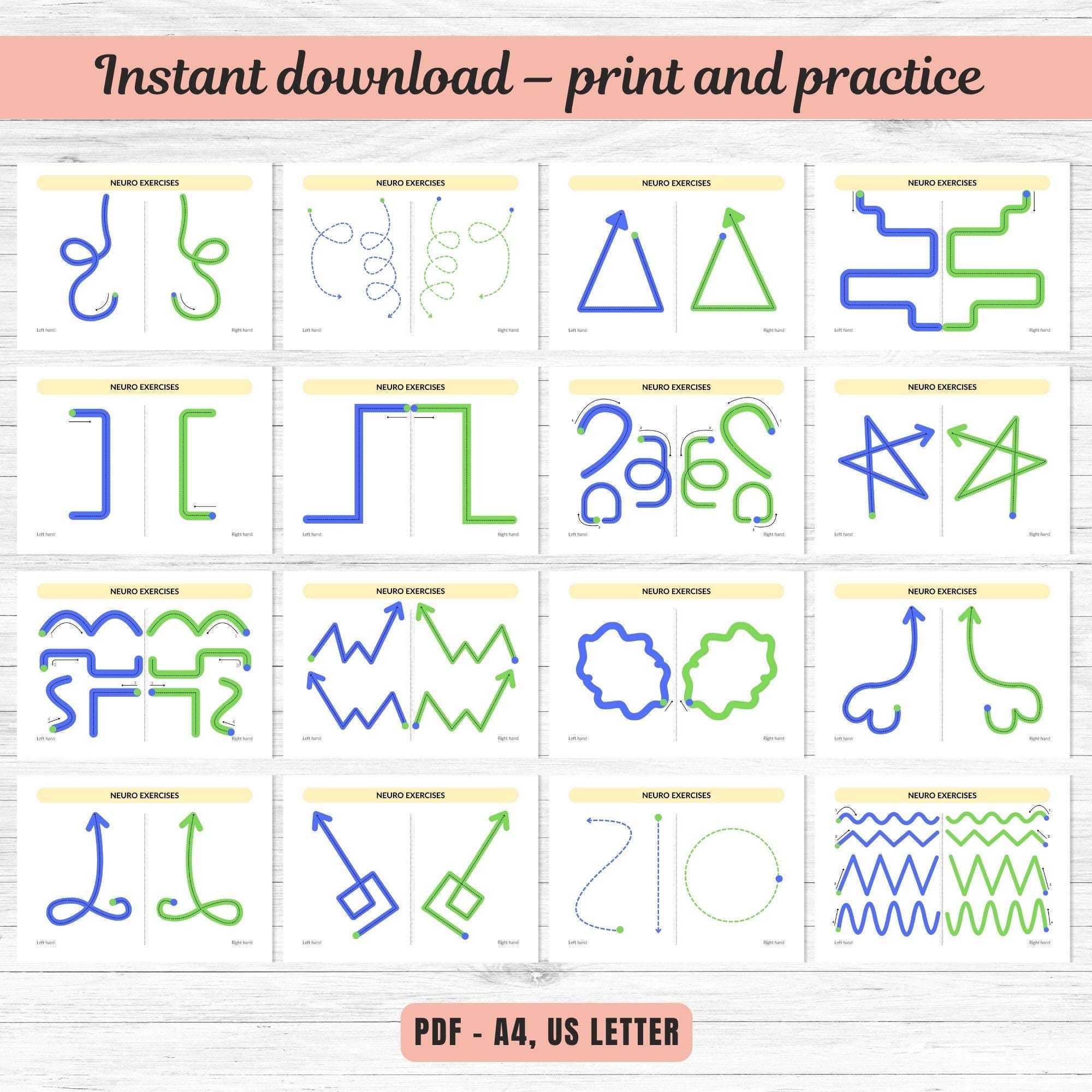 Dual Hand Tracing Worksheets PDF | 90 Brain Gym Pages for Kids | Fine ...