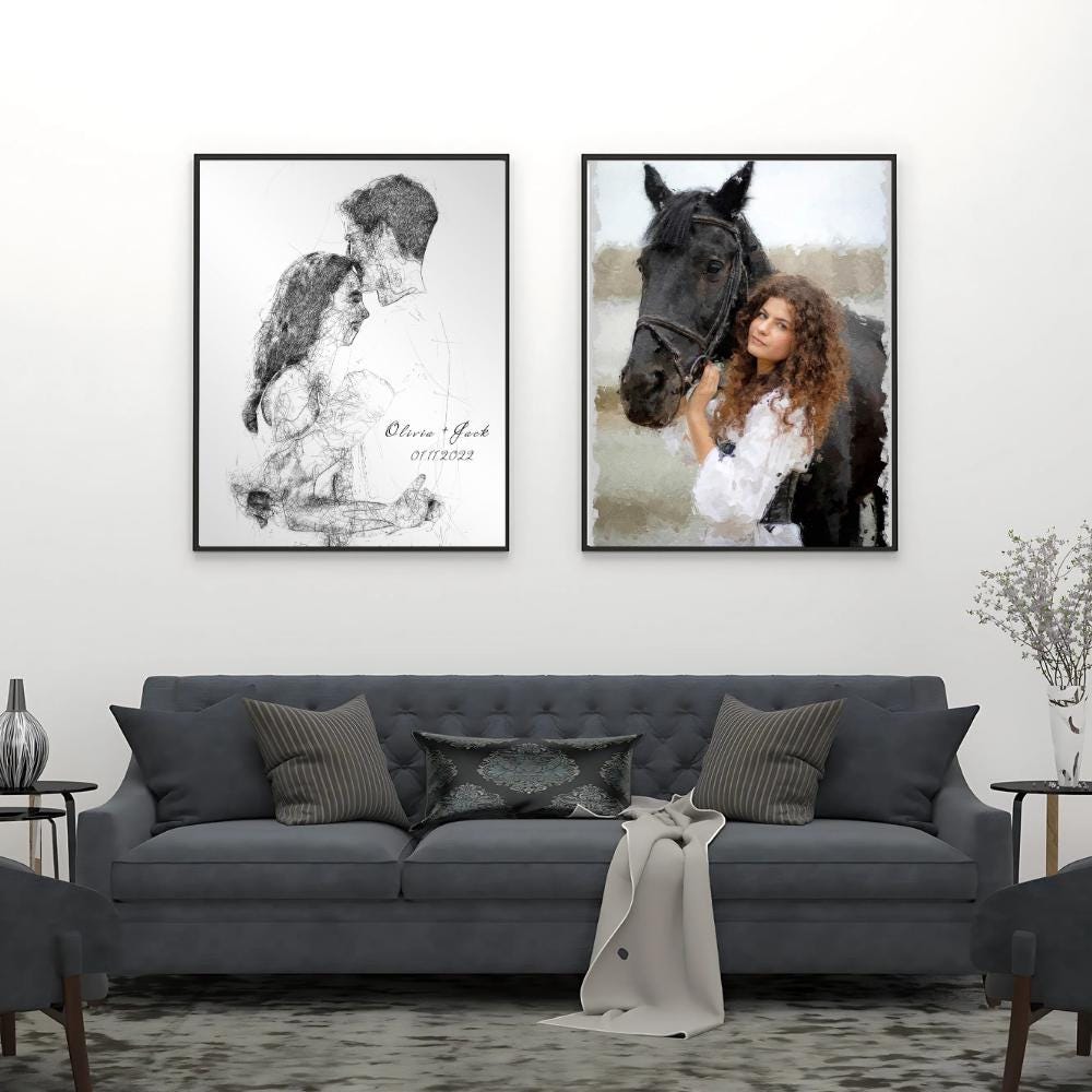 Custom Digital Portrait Duo: Watercolor & More - Unique Art Styles From ...