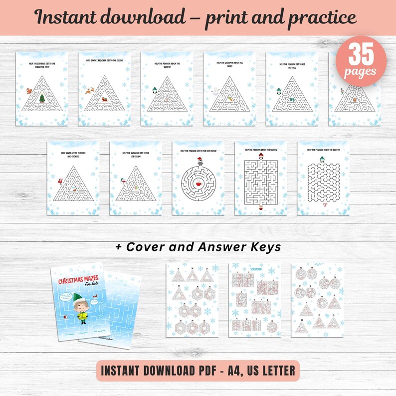 Printable Christmas Mazes for Kids | Holiday Maze Activity Book ...