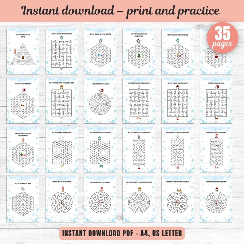 Printable Christmas Mazes for Kids | Holiday Maze Activity Book ...