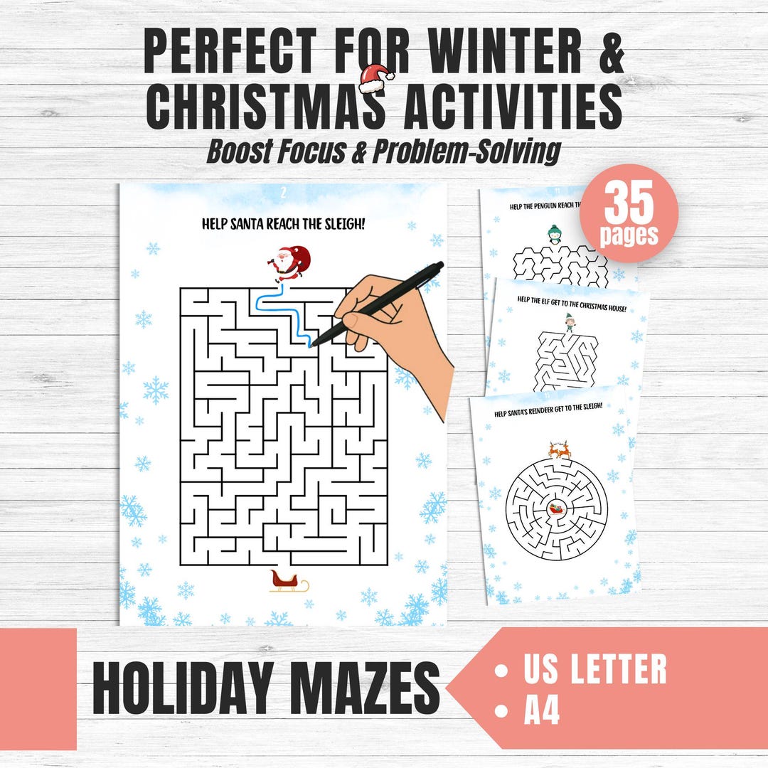 Printable Christmas Mazes for Kids | Holiday Maze Activity Book ...