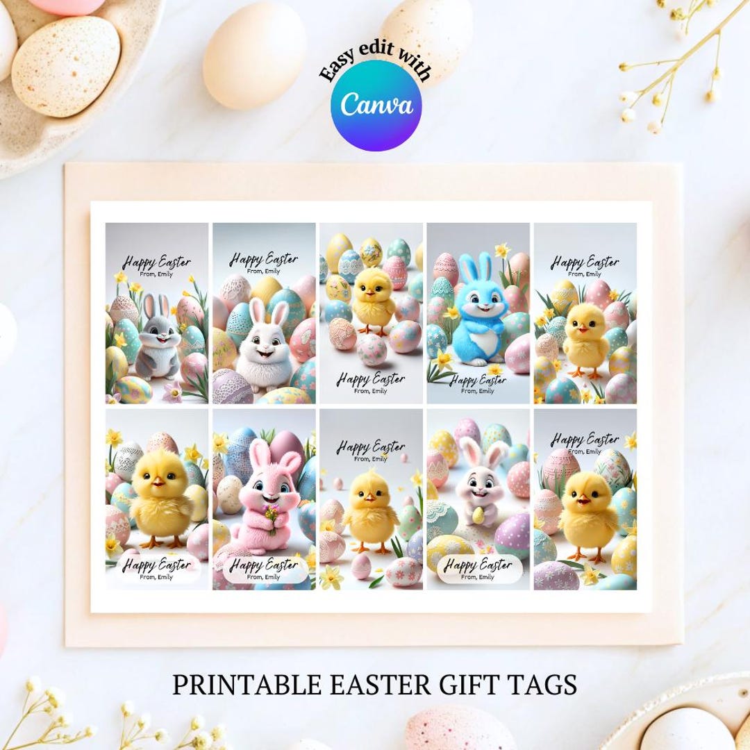 Editable Cute Easter Gift Tags | Easter Printables| Kids Easter Basket ...