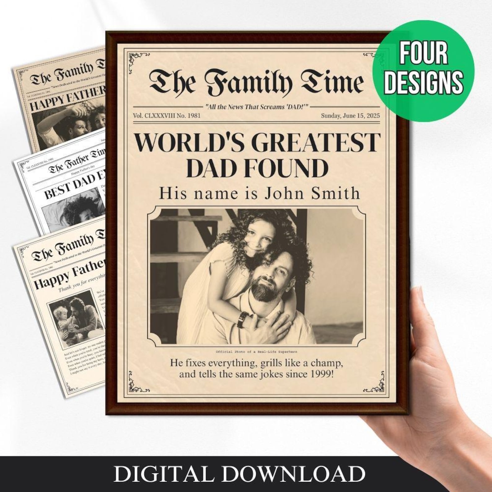 Father’s Day Newspaper Gift for Dad| Personalized Letter From Kid ...