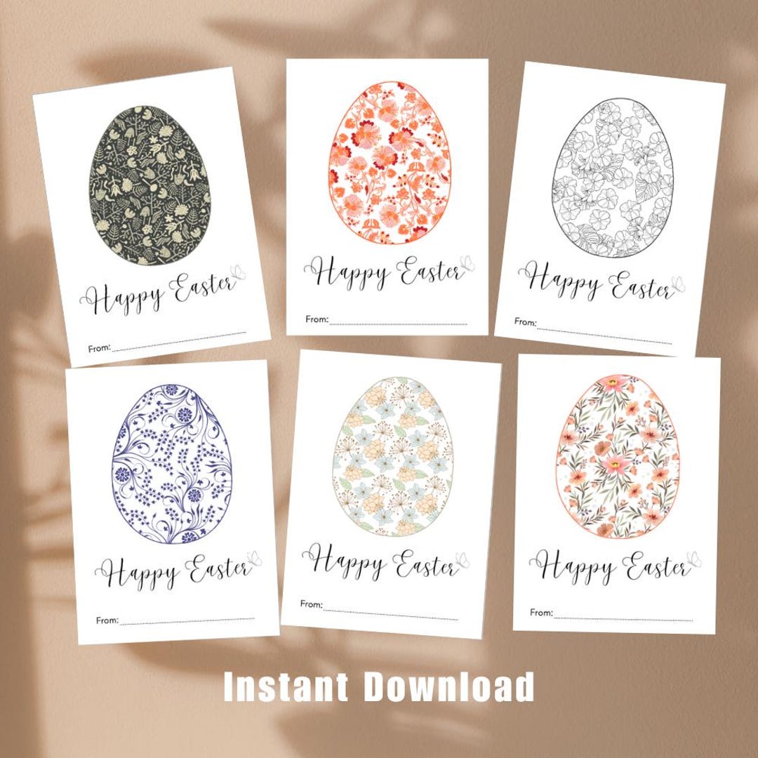 Happy Easter Printable Cards Bundle | Digital Download Happy Easter ...