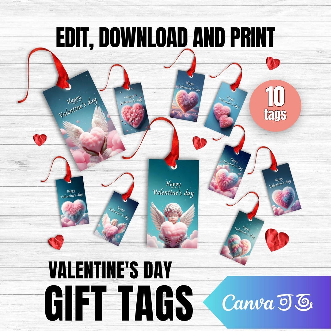 Printable Valentine's Day Gift Tags | Editable Heart Tags | DIY Gift ...