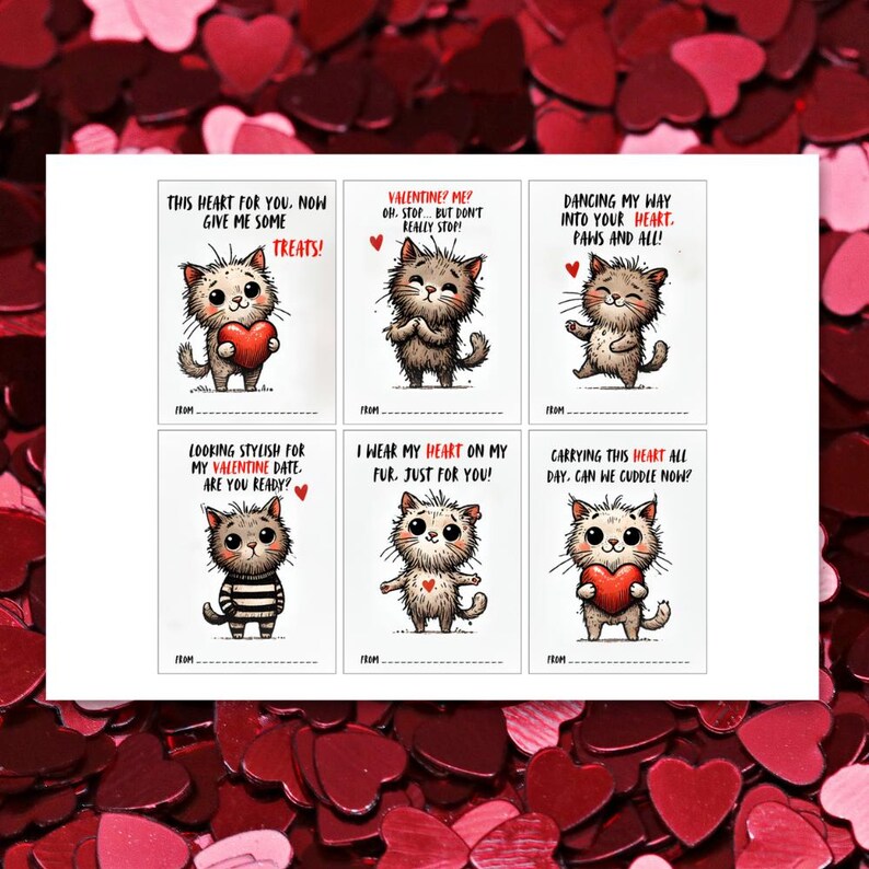 Editable Valentine's Day Cards | Printable Cat Valentine Cards | Cute ...