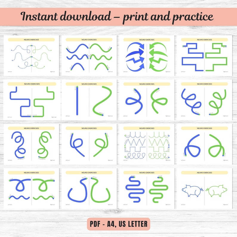 Dual Hand Tracing Worksheets PDF | 90 Brain Gym Pages for Kids | Fine ...