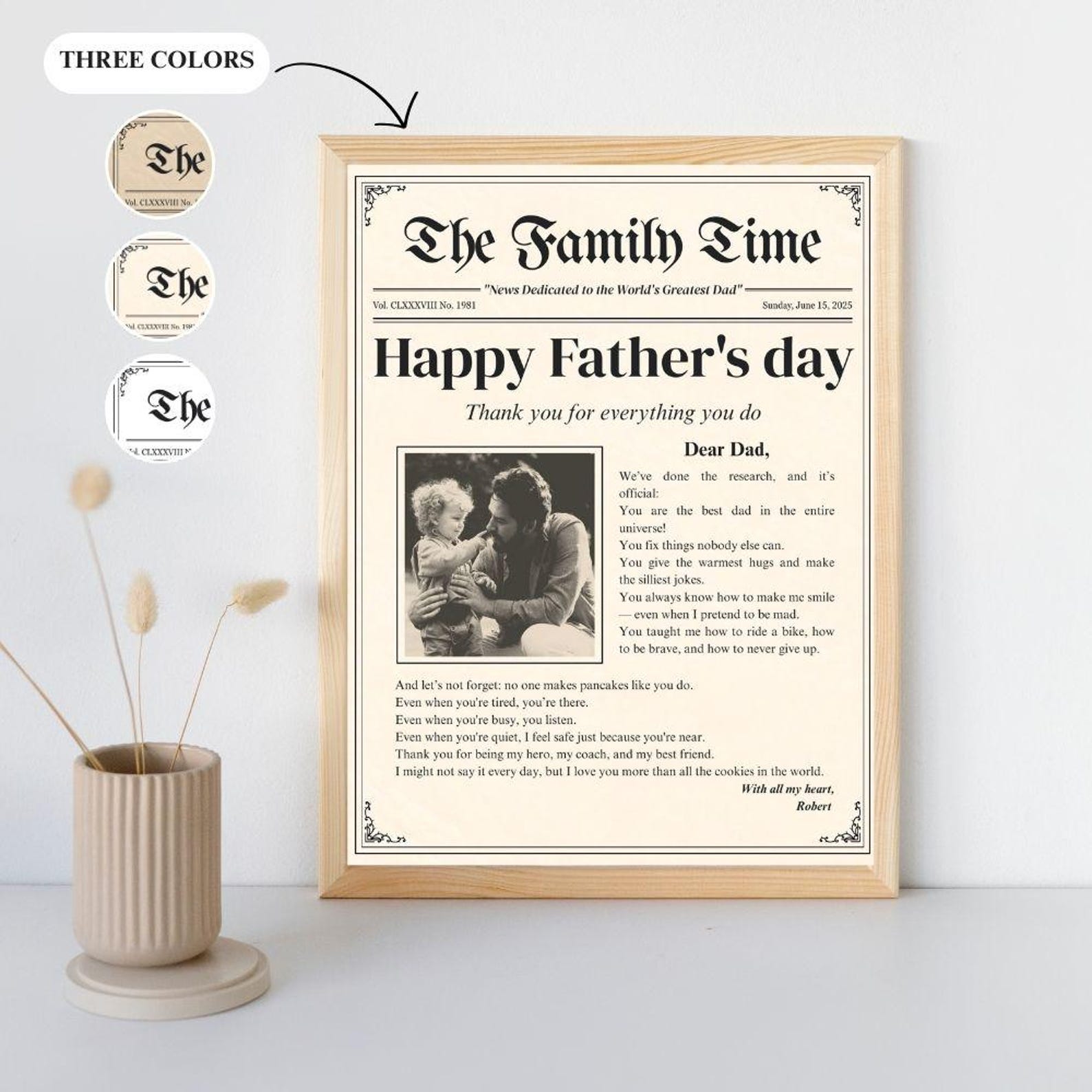 Father’s Day Newspaper Gift for Dad| Personalized Letter From Kid ...